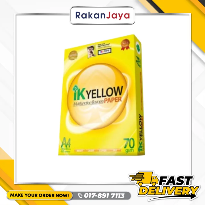 IK YELLOW A4 COPIER PAPER (70 GSM) 450 SHEET / 1 REAM - KERTAS A4 ...
