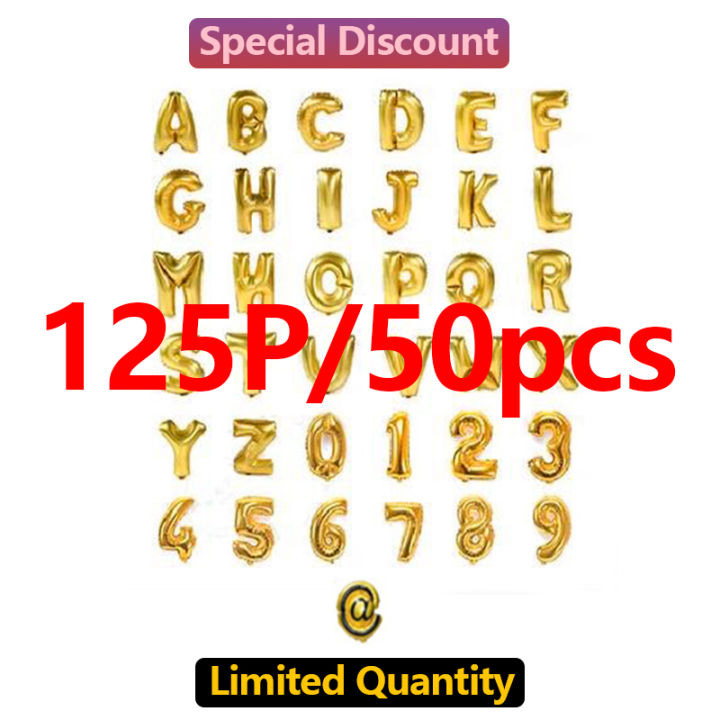 888party 16inch Letter Number Foil Balloons Gold Birthday Wedding ...