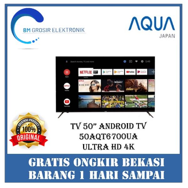 AQUA TV 50” 50AQT6600UG / 50 AQT 6600UG / SMART ANDROID TV 50 INCH ...
