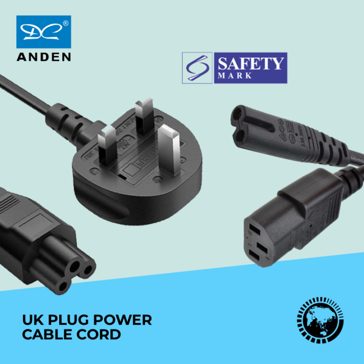 IEC to 3 Pin UK Plug Power Cable Cord (Female, Straight) [ C5, C7, C13, Local Singapore Safety ...