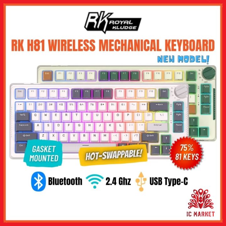 【SG】 Royal Kludge RK H81 Hot Swappable BT Wireless RGB Mechanical ...
