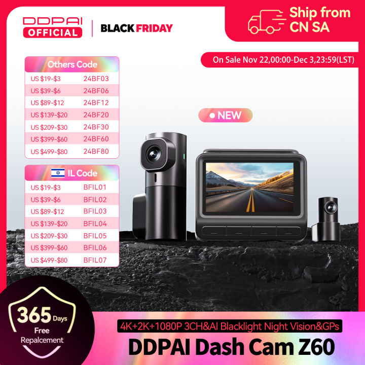 DDPAI Dash Cam Z60 3CH Support Rear And Interior Dash Cam With GPS 5Ghz Wifi ADAS Nightvision ...