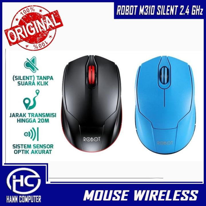 MOUSE WIRELESS ROBOT M310 SILENT 2.4 GHz WITH TOMBOL ON-OFF ORIGINAL ...