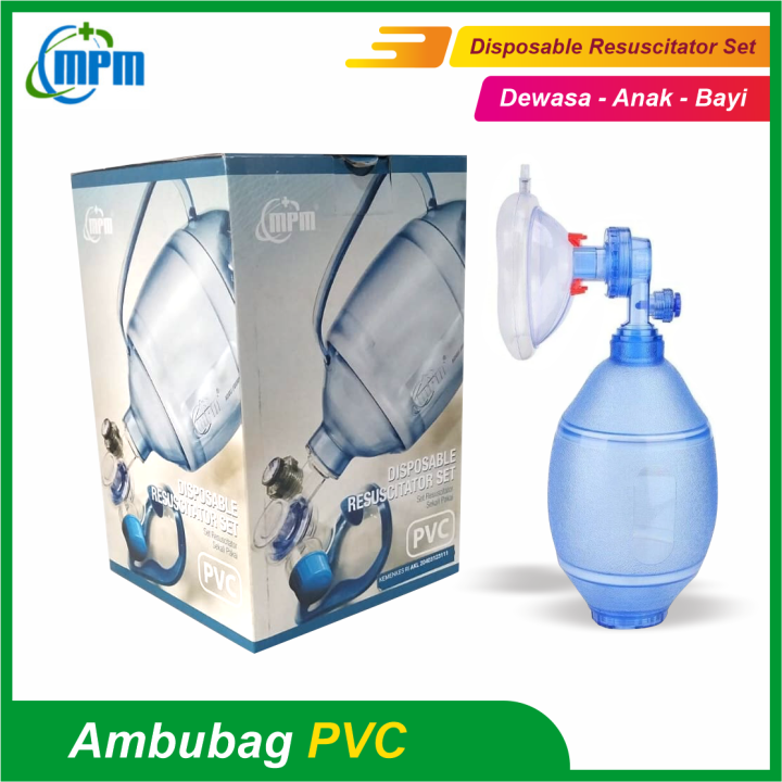 Ambubag + Guedel Mayo Sungkup PVC Lengkap dengan MPM Rescucitator Alat ...