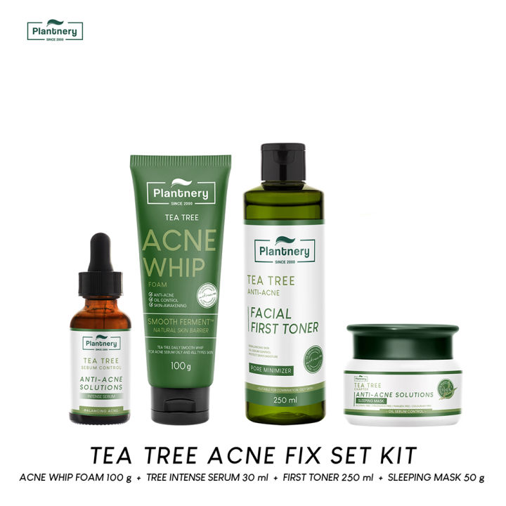 Plantnery Tea Tree Acne Fix Set Kit (Tea Tree Serum/ Toner/ Sleeping ...