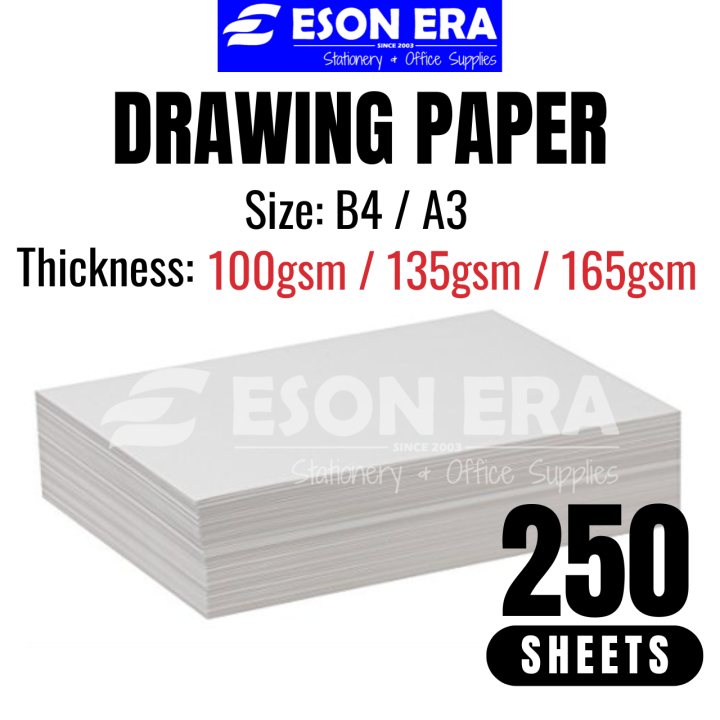 Drawing Paper 250's B4 / A3 (100gsm / 135gsm / 165gsm) 250's Kertas ...
