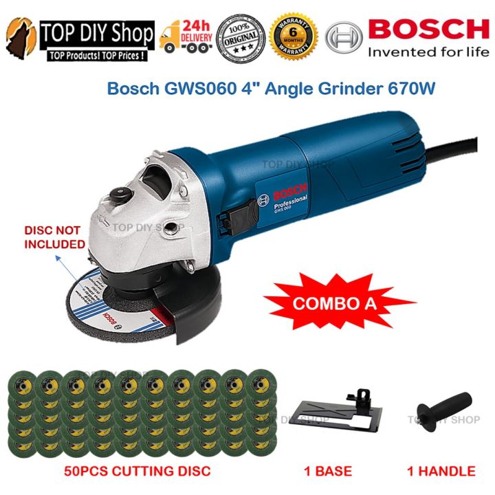 BOSCH Angle Grinder GWS060 670W 4 Electric Grinder Bosch Combo Mesin ...
