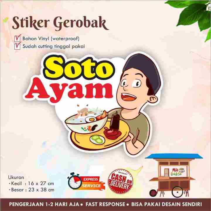 STIKER KACA GEROBAK VINYL SOTO AYAM / LABEL MAKANAN | Lazada Indonesia