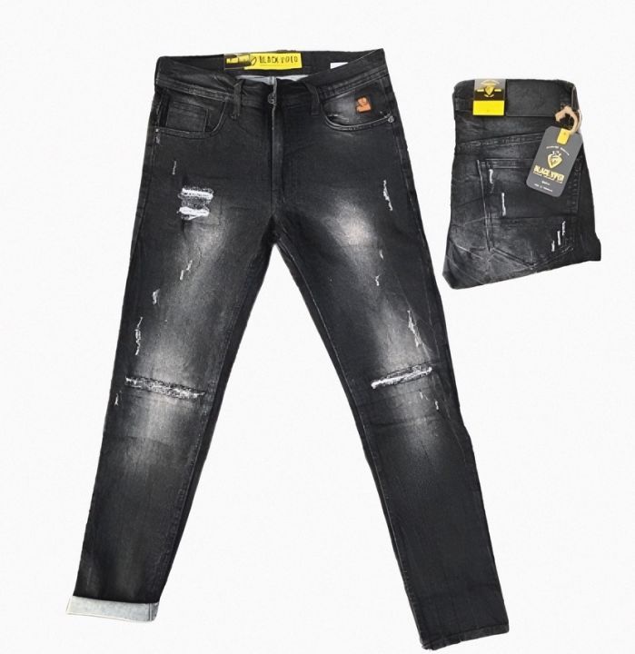 Celana Panjang Jeans Street Sobek Cowok Warna Hitam | Lazada Indonesia