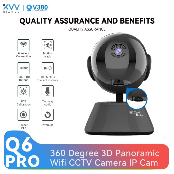 V380 Q6 PRO CCTV Camera Wifi Connect to Cellphone 1080P HD 360 ° PTZ ...