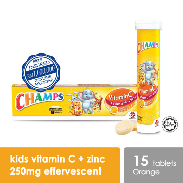 CHAMPS Vitamin C Plus Zinc Effervescent (250mg X 15s) | Lazada
