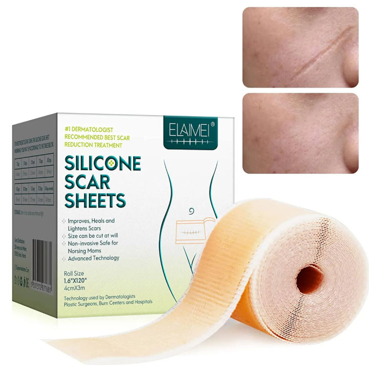 ELAIMEI Scar Remover Silicone Scar Sheet Reusable Silicone Scar Tape ...