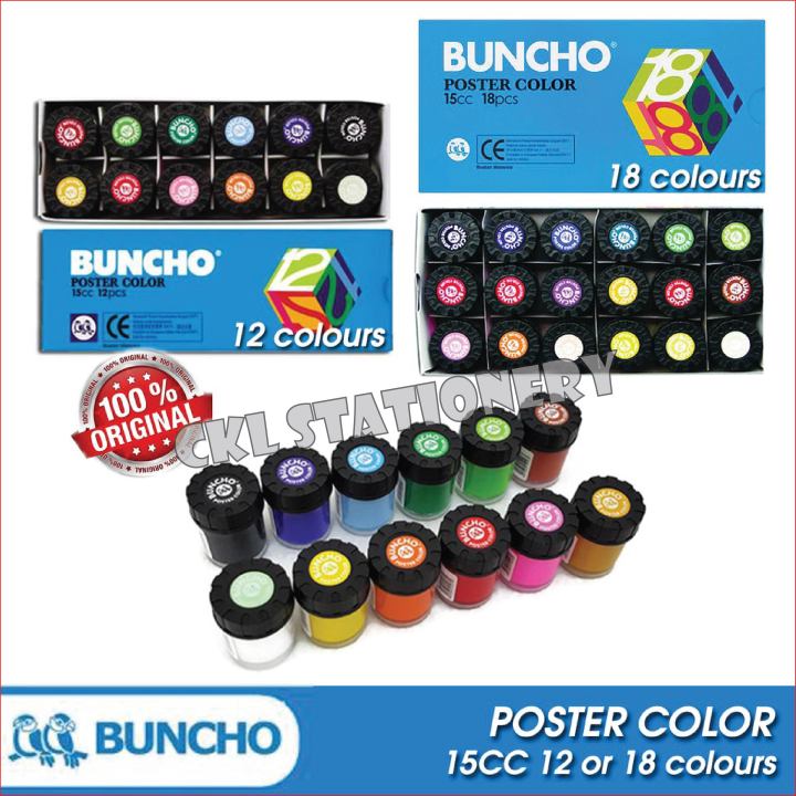 BUNCHO POSTER COLOUR 15CC 12 COL / 18 COL | Lazada