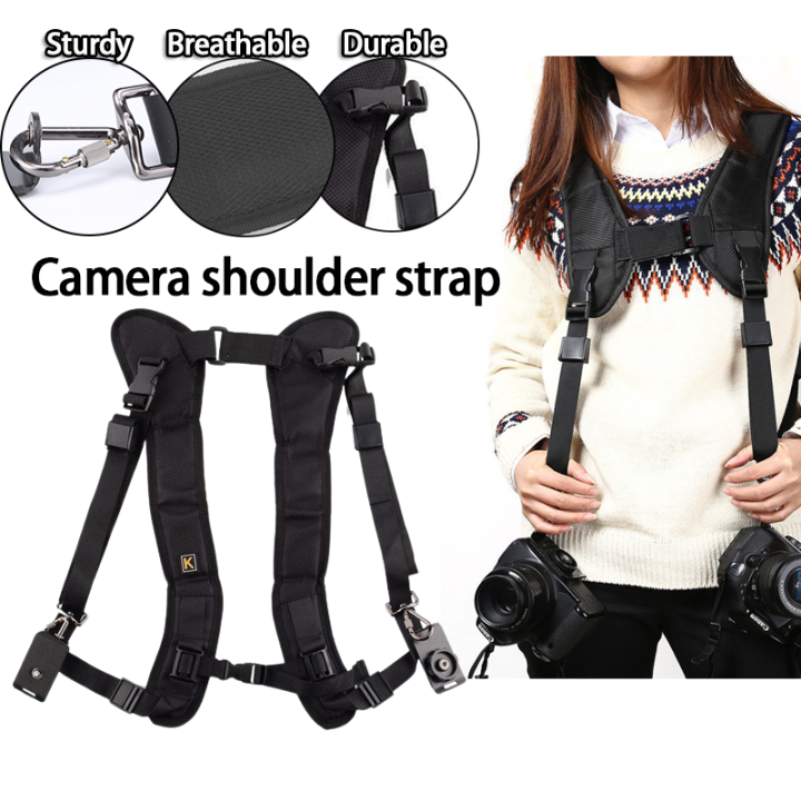 Quick Rapid Double Dual Shoulder Sling Belt Strap for Two DSLR Digital ...