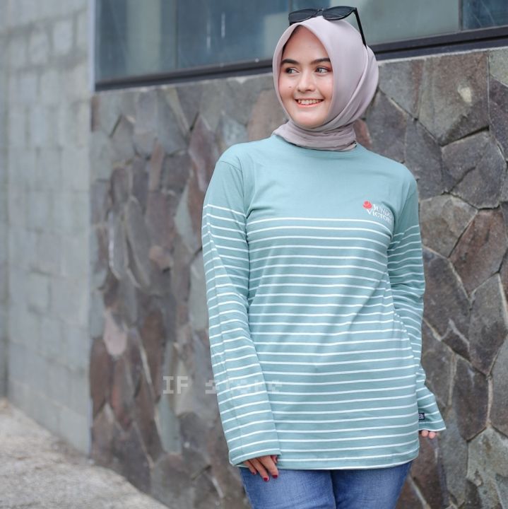 Kaos Salur Lengan Panjang Atasan Wanita Terbaru Viral | Lazada Indonesia