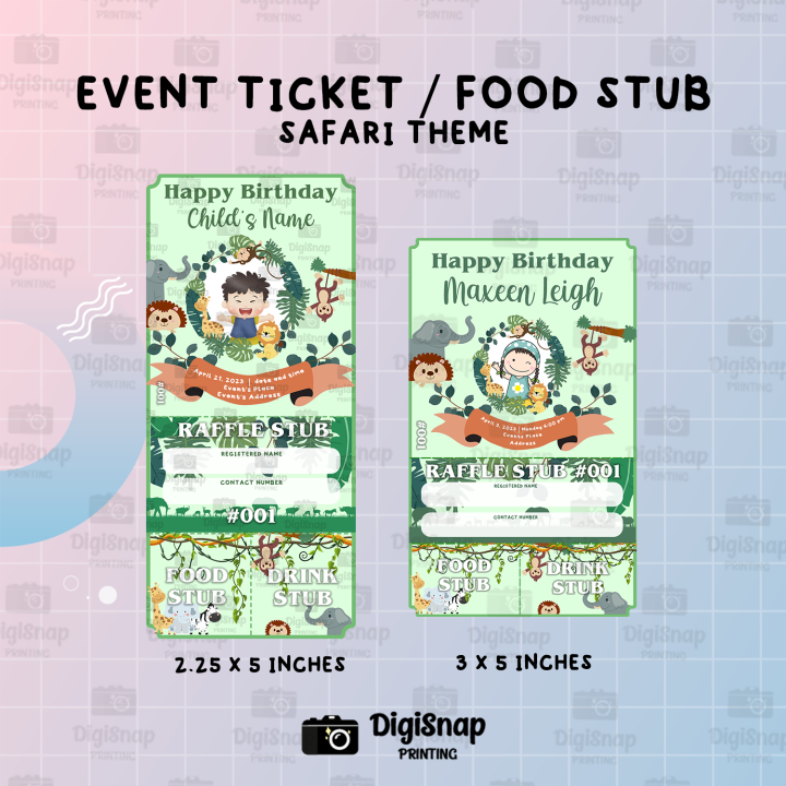 Event Ticket Party Card Food Stubs (PRINTED & PERFORATED TICKETS ...
