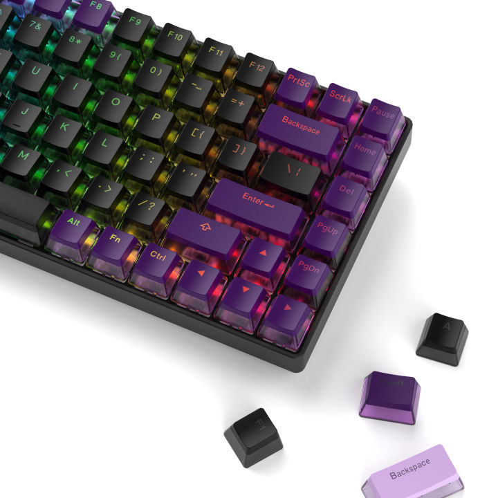【Prime deal】 165 Key Purple Black Pudding PBT Keycaps Double OEM ...