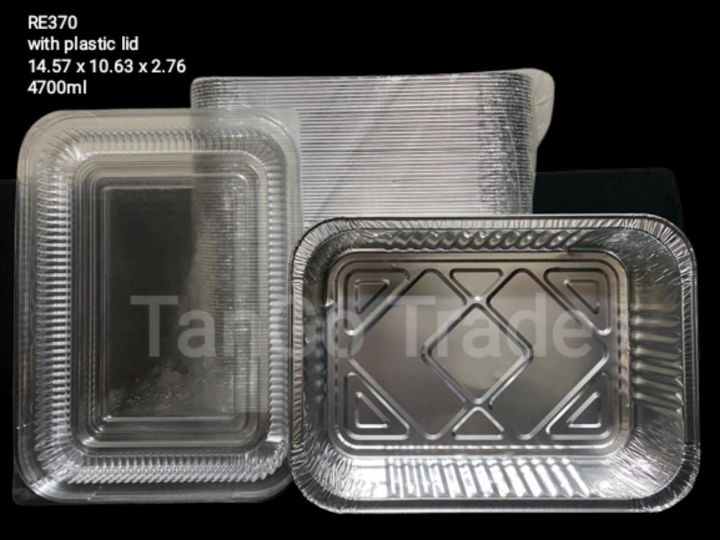 [RE370] -14.5 x 10.5 x 2.8 - Aluminum Tray with plastic lid (4700ml ...