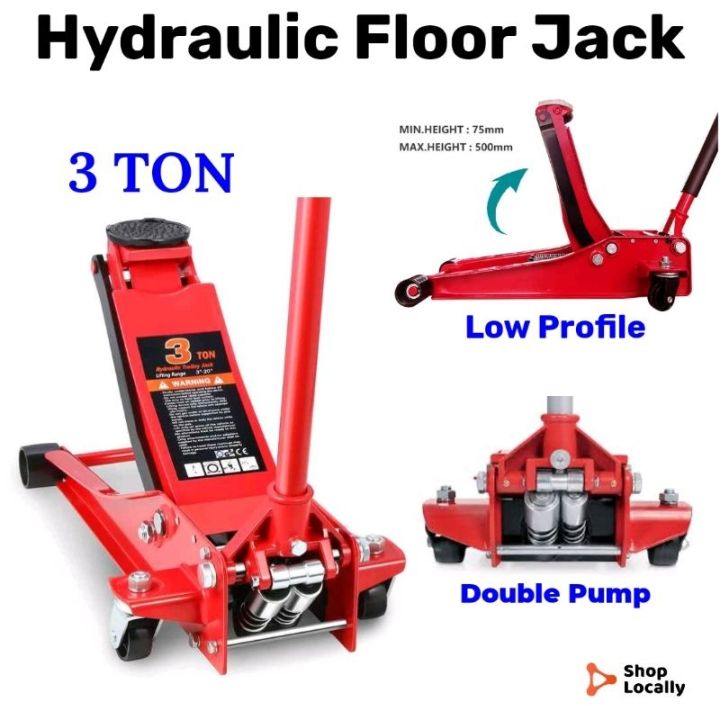 HYDRAULIC FLOOR JACK 3TON ULTRA LOW PROFILE DOUBLE PUMP / SINGLE PUMP ...