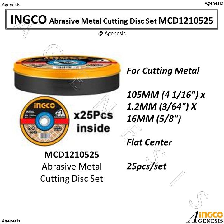 INGCO Abrasive Metal Cutting Disc Set MCD1210525 | Lazada Singapore