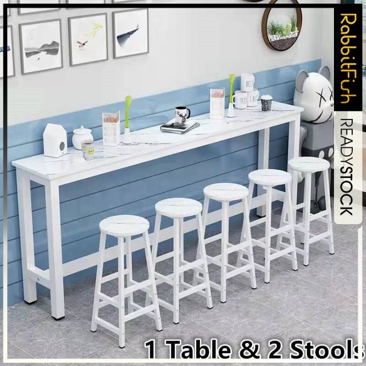 Tiny Home [120x40x100cm] Simple Wooden Bar Table with Steel Frame & 2 ...