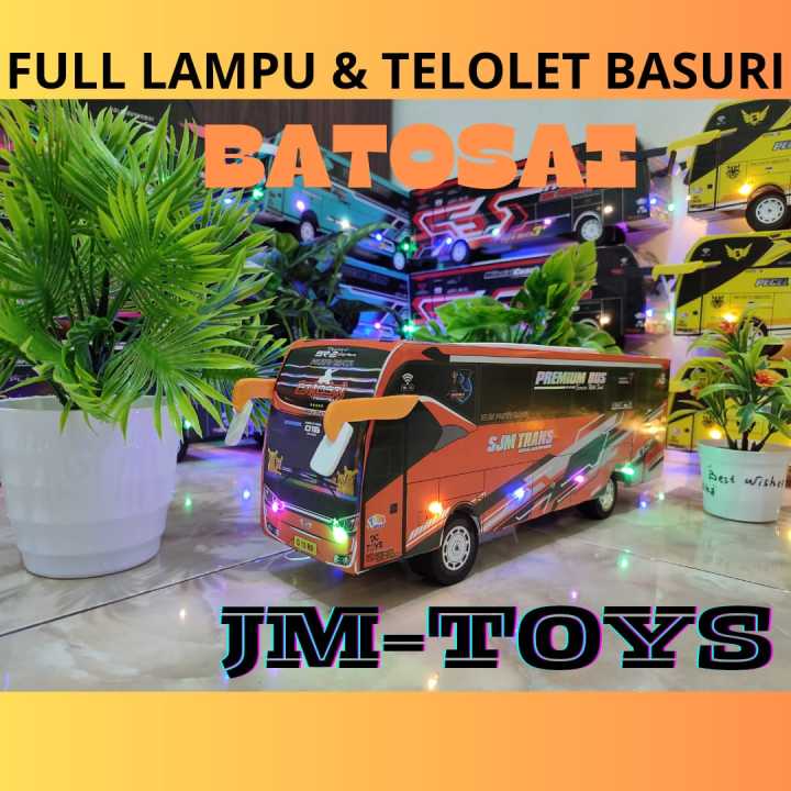 MAINAN VIRAL MINIATUR BUS TELOLET BASURI BATOSAI SJM TRANS TERBARU ...