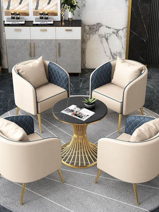 ♖Nordic Luxury Hotel Reception Desk Chair Set Single Sofa Waiting Area ...