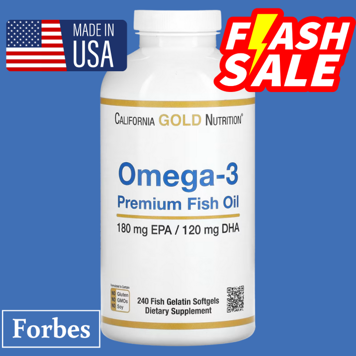 California Gold Nutrition Omega-3 Premium Fish Oil 100 / 240 Fish Gelatin Softgels Omega 3 ...