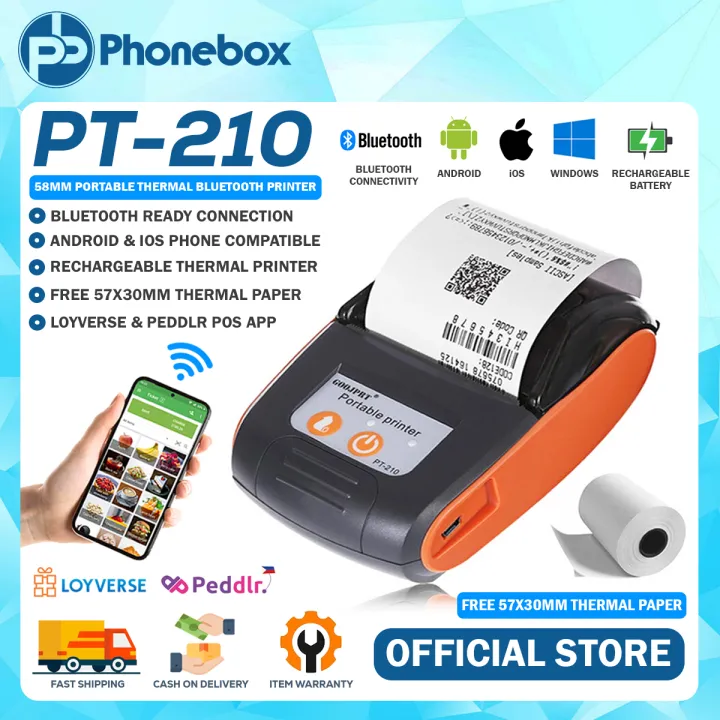 GOOJPRT PT-210 Portable Thermal Printer BLUETOOTH Handheld 58mm Receipt Printer Sticker for ...