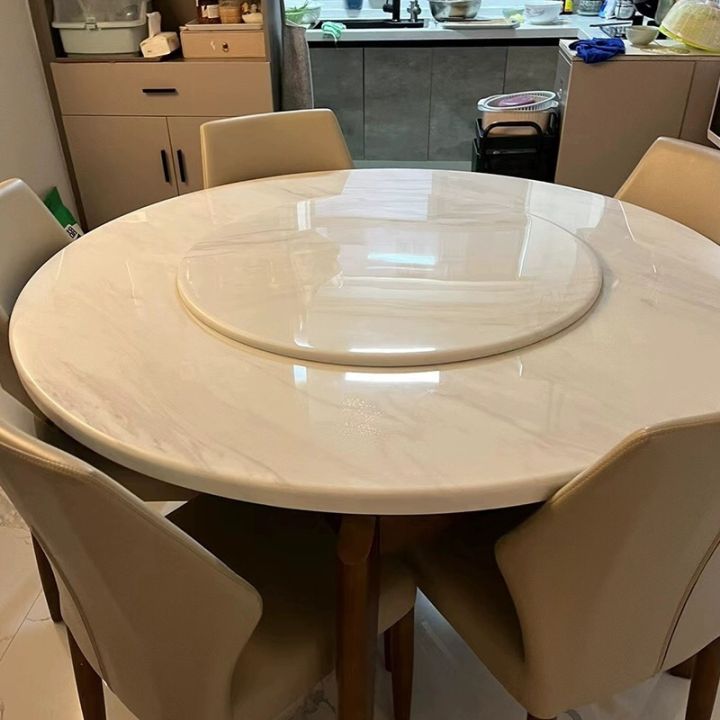 Natural marble round table coffee table panel dining table turntable ...