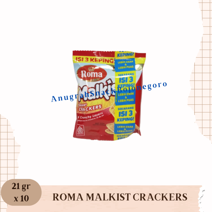 Roma Malkist Renceng (Crackers 21gr / Abon 21gr / Coklat 18gr) | Lazada ...