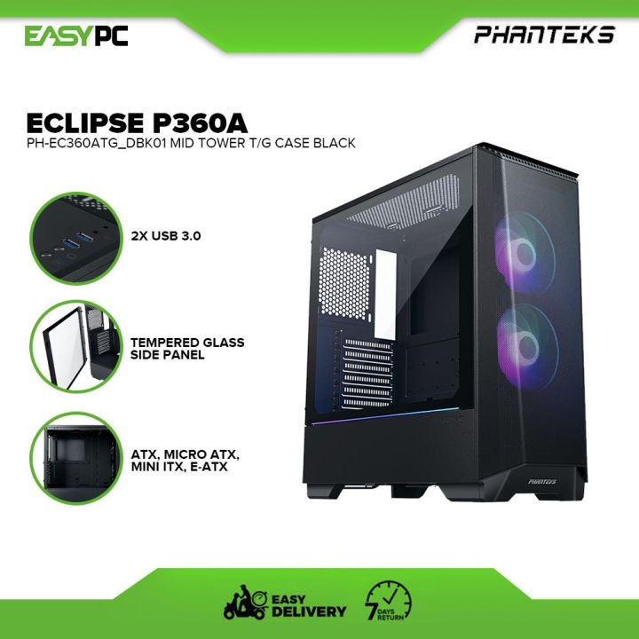 EasyPC | Phanteks Eclipse P360A - Black or White, Mid Tower T/G Case PH ...