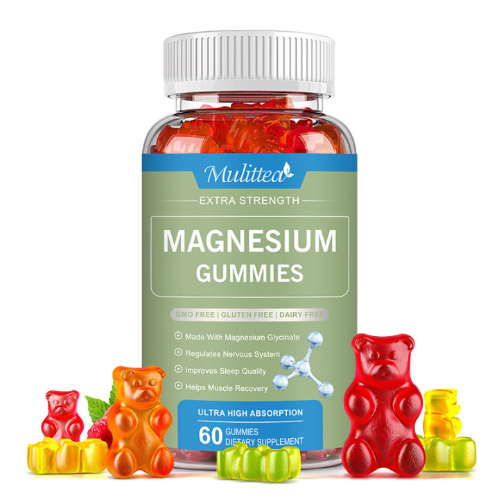Mulittea Magnesium Gummies Calming Anti-Stress Gummies Supports Normal ...