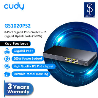 Cudy GS1020PS2 | 16-Port Gigabit PoE+ Switch with 2 Gigabit SFP Ports ...