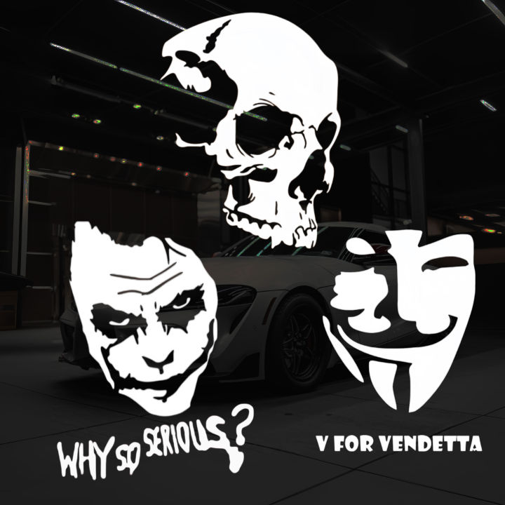Joker, Hacker And Skull Decorative Car Sticker. Reflective And Creative ...