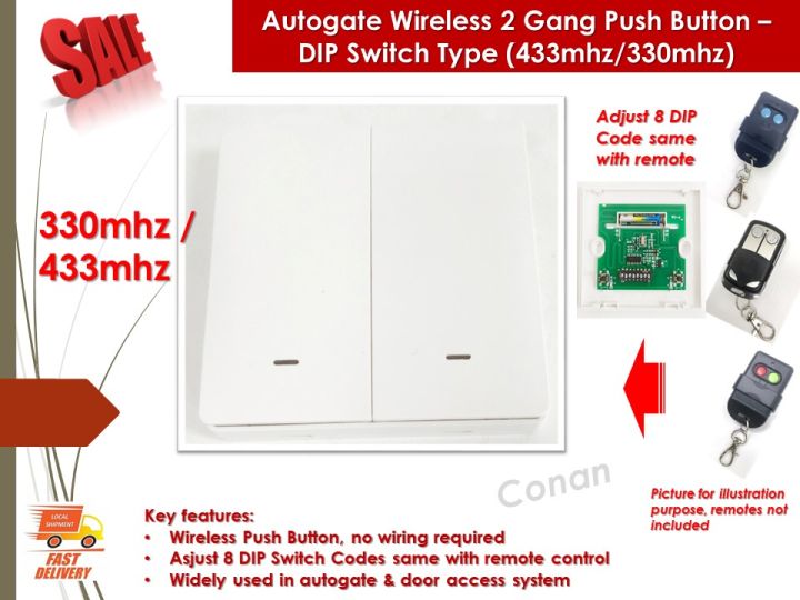 Wireless 2 Gang Push Button for Autogate Motor System / Door Access ...