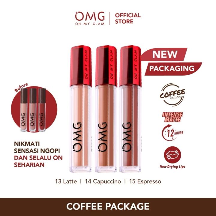 [BUNDLING] OMG Oh My Glam Mattelast Lip Cream Coffee Edition Ombre Package | Paket 3.5g | 13 14 ...