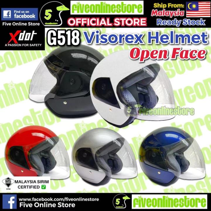 XDot G518 Open Face Visorex Helmet SIRIM Flexible size L XL 60 61 FREE ...