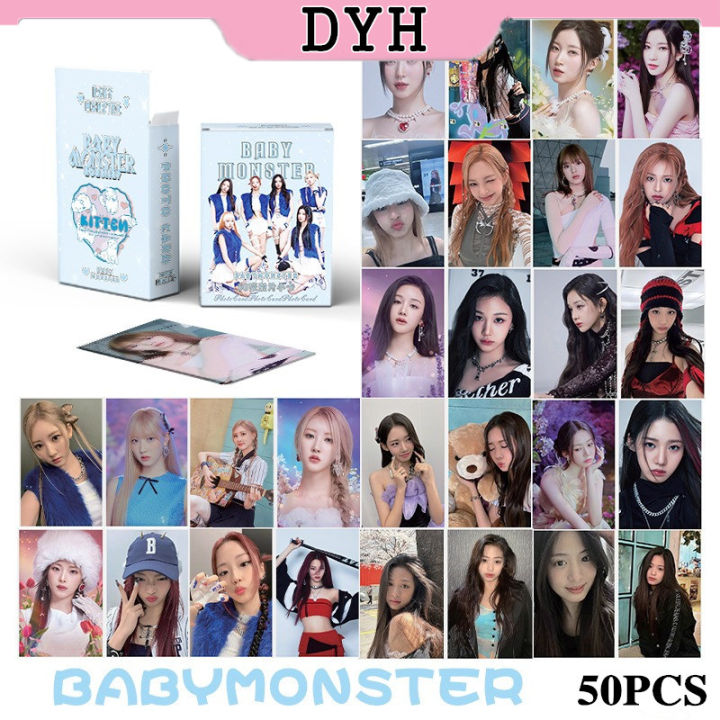 50pcs/box BABYMONSTER Laser Card RUKA PHARITA Photocards LOMO Card KPOP ...