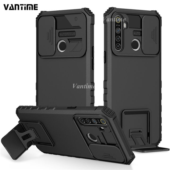 Vantime for Realme 6i 5i 5s 5 Phone Case Slide Camera Cover Kickstand Hard Shockproof Armor Back ...