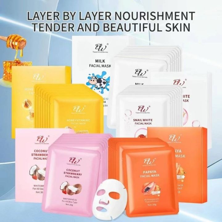 1PCS DW PAPAYA MILK FACIAL FACE MASK DOUBLE WHITENING SOFT AND ...