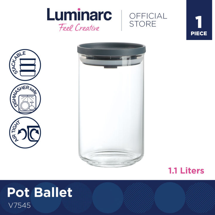 Luminarc 1.1L Pot Ballet V7545 Air-tight Glass Storage Jar CARB020 ...