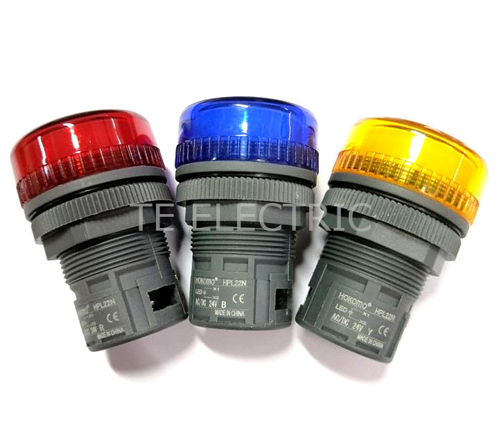 HOKOMO 22MM 24V DC LED PILOT LAMP RED / BLUE / YELLOW INDICATOR LIGHT ...