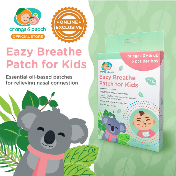 Orange and Peach Eazy Breathe Patch for Kids 100% Organic Patches for Easy Breathing Relieves ...