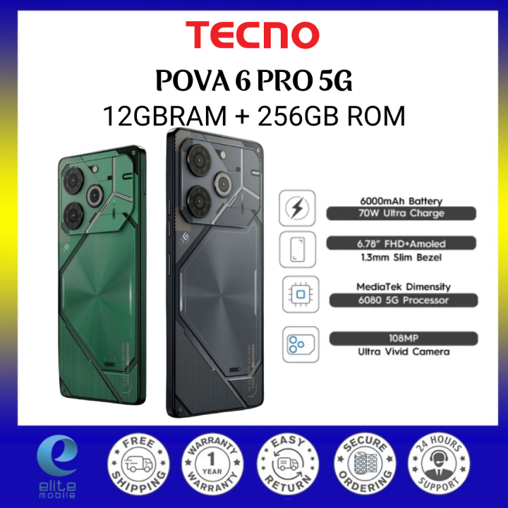 TECNO Pova 6 Pro 5G (12GB RAM + 256GB ROM) | 6000mAh; 70W Ultra Charge ...