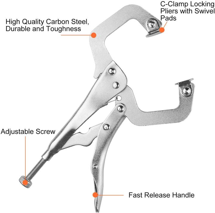 C Clamp Vise Grip Tools 6.5/9/11 Inch C Clamp Locking Pliers Woodwork ...