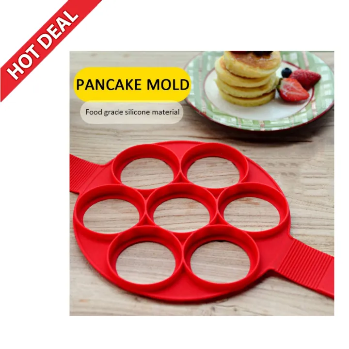 Non stick 7 Ring Holes Silicone Pancake Maker Creative Kitchen Fried ...