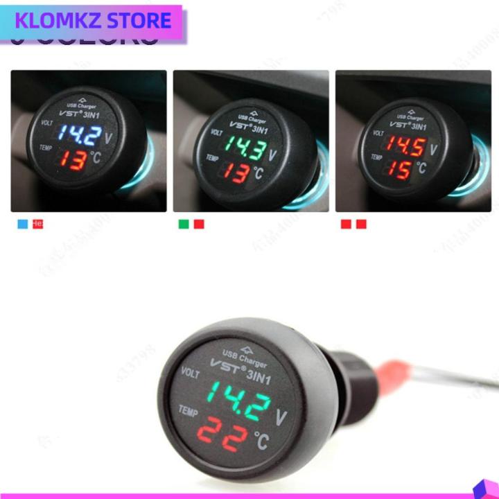 KLOMKZ Digital LCD Meter Monitor Dual Display 3 in 1 Car Battery ...