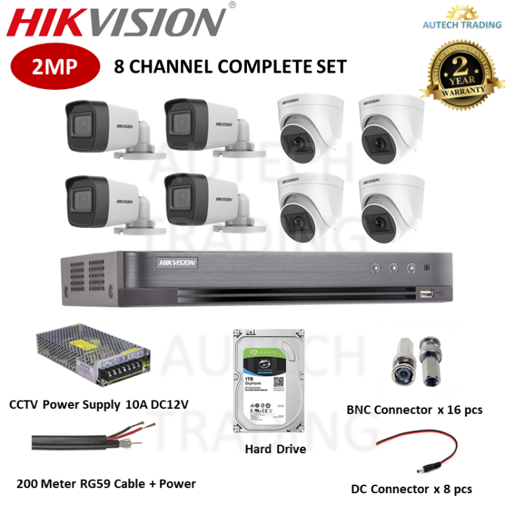 HIKVISION 2MP 8 CCTV Full Set DS-7208HQHI-K1/E Full HD 1080p DS ...