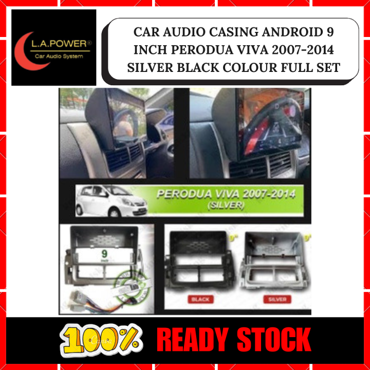 CAR AUDIO CASING ANDROID 9 INCH PERODUA VIVA 2007-2014 SILVER BLACK ...